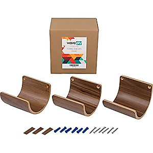 Rolled Towel Racks. 3 x Wall Mounted Wood Shelves for Bathroom Towel Storage. Wooden Bath Towel Organizer Shelf. Lacquered for Moisture Protection. Fits Large Towels (Walnut)