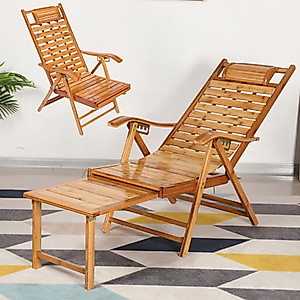 Lounge Chair, Outdoor Garden Furniture Chair Wooden Recliner Chair Bamboo Chaise Foldable Rocking Chairs Max Load 200kg