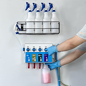 4-Products Spray Bottle Cleaning Chemical Dilution Dispensing Proportioner for Application in Hotel, School, Store, Restaurant, Hospital, 8134-4B-1G