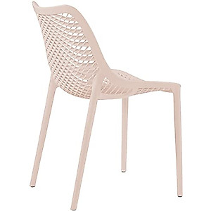 Meridian Furniture 328Pink Modern | Contemporary Patio Dining Chair with Polypropylene Plastic, Weather Resisting for Indoor or Outdoor Use, Set of 4, 20" W x 24.5" D x 33" H, Pink