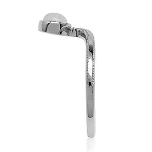 Silvershake 5mm Natural Round Shape Moonstone White Gold Plated 925 Sterling Silver Solitaire Casual Ring Size 7