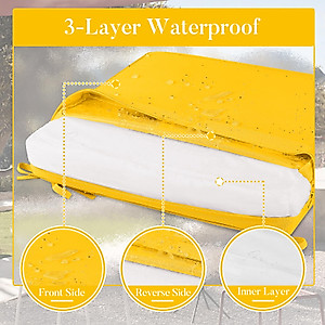 Basic Beyond Outdoor Chair Cushions for Patio Furniture, Waterproof Outdoor Seat Cushions Set of 4 19 x 19, Patio Chair Cushions Set of 4 with Ties and Handle, Yellow