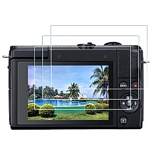 HUIPUXIANG Screen Protector for Canon EOS M200 DSLR Camera (for Accessories) with Hot Shoe Cover Tempered Glass Film 0.3mm High Definition 9H Hardness Anti-Scrach Anti-Fingerprint Anti-Dust[3 Pack]