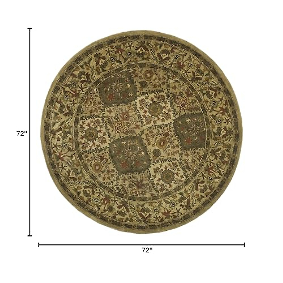 SAFAVIEH Antiquity Collection 6&#039; Round Beige AT57D Handmade Traditional Oriental Premium Wool Area Rug