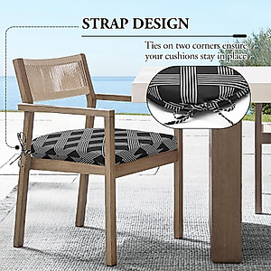 Wellsin Outdoor Chair Cushions for Patio Furniture - Patio Chair Cushions Set of 4 - Waterproof Round Corner Outdoor Seat Cushions 17"X16"X2", Black Geometry