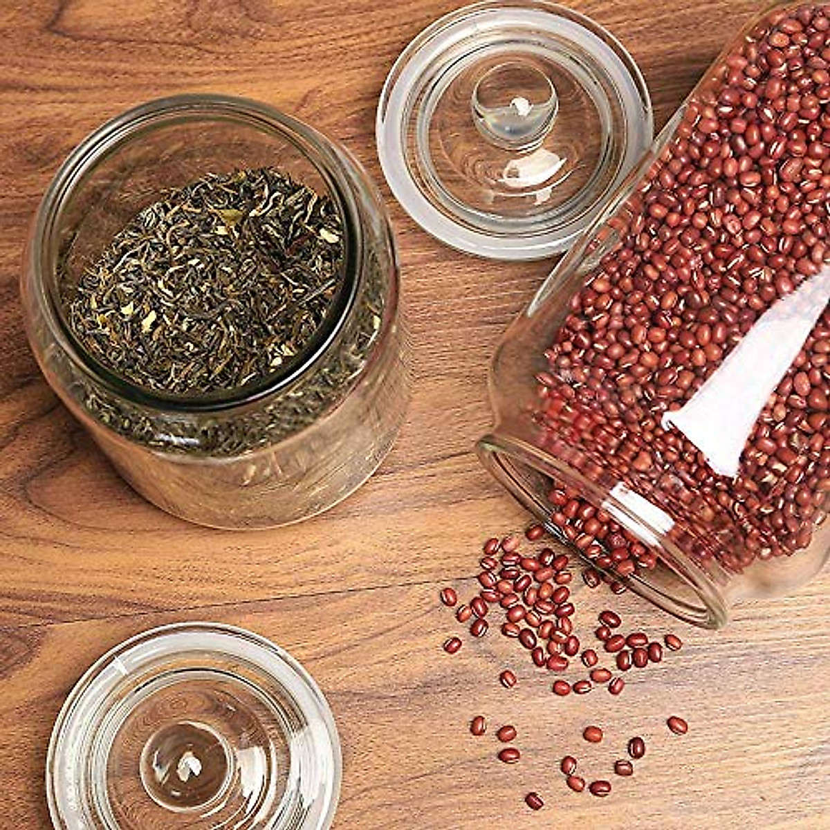 Glass Jars,Candy Jar with Lid For Household,Food Grade Clear Jars - 1/2 Gallon (3)