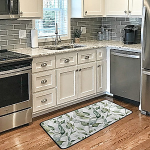 Green Leaves Tropical Plants Kitchen Rugs Floor Mat Anti Fatigue Kitchen Mats Non Skid Washable Bath Rug Runner Doormats Carpet Sink Mat Home Decor 39 X 20 inch