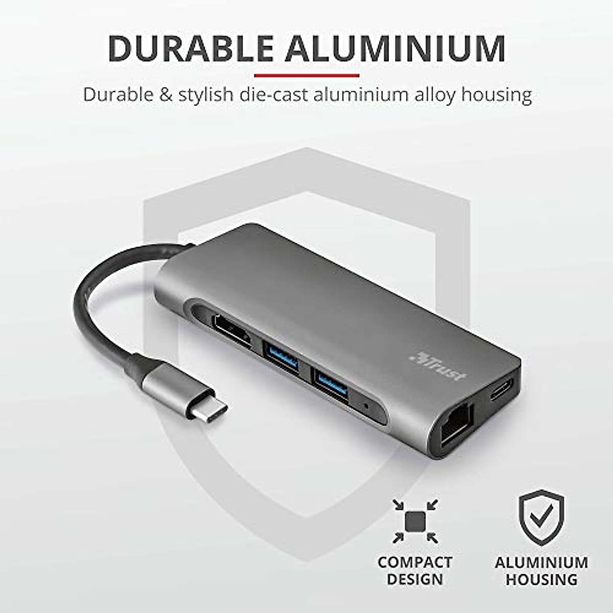 Trust Dalyx 7-in-1 USB-C Multi-Port Adapter - Grey