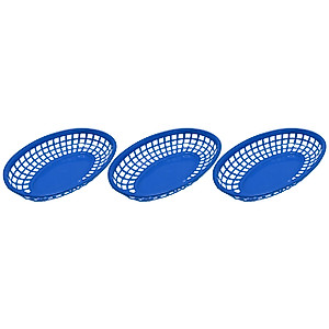 Set of 12 Blue Oval Fast Food / Deli Baskets, 9.25 by 5.67-Inch, Blue (12)
