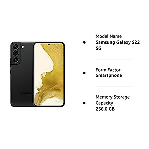 Samsung Galaxy S22 5G 256GB 8GB RAM Factory Unlocked (GSM Only | No CDMA - not Compatible with Verizon/Sprint) Global Version - Phantom Black
