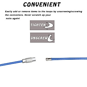 CKANDAY 30 Pcs Colored Nylon Coated Stainless Steel Metal Wire Keychains, 3 Sizes 4" 6" 7.8" Cable Keyrings 2mm Key Rings Loops with Stainless Steel Connecter for Hiking Luggage ID Tags -5 Colors