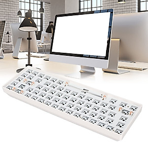 Yoidesu 65% Custom Gaming Keyboard, 64 Keys 2.4G/BT 5.0 Modular DIY Mechanical Keyboard Kit Hot Swappable Switche Keyboard(White)