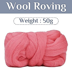 Wool Roving Yarn, 1.76oz Colored Natural Wool Roving,Wool Felting Supplies Pure Wool Chunky Yarn Wool for Needle Felting, Wet Felting, handcrafts and Spinning (Fuschia Pink)