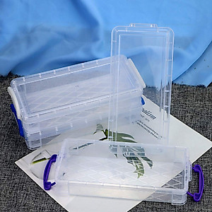 Fireboomoon 3 Pack Large Capacity Pencil Box,Stackable Translucent Brush Painting Pencil Watercolor Pen Storage Box Case Container Organizer for DIY Office Supplies,Makeup Items(8.5" x 4" x 1.7")