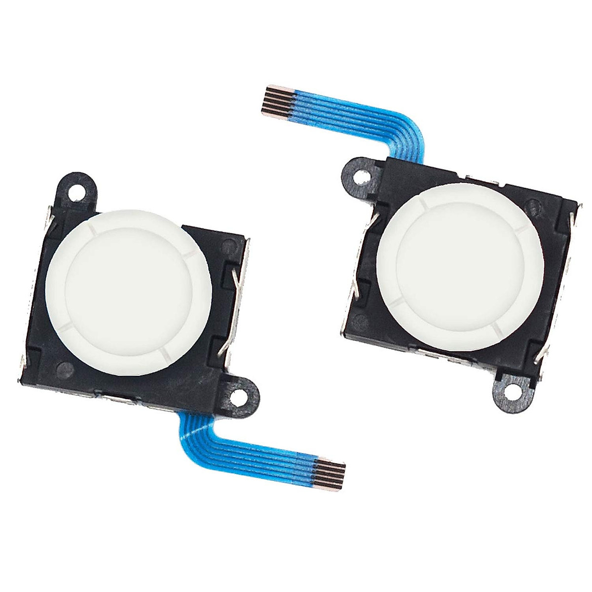 BRHE 3D Analog Joystick Replacement Left/Right Repair Kit Thumb Sticks Sensor with 4 “Y” Screws for Switch Controller NS Lite Console - 2 Pack (White)