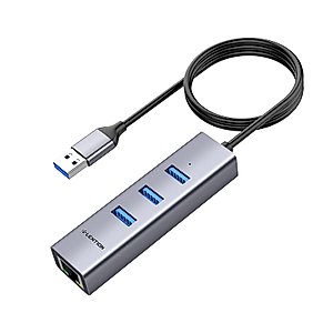 LENTION 3-Port USB 3.0 Hub with Gigabit Ethernet Adapter Compatible MacBook Air/Pro (Previous Generation), iMac, Surface, Chromebook, More Type A Laptops - Ultra Slim (CB-H23s-0.5M, Space Gray)