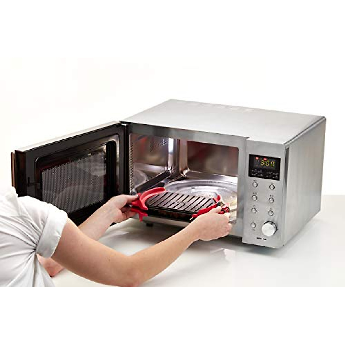 Lekue Microwave Grill, Sandwich Maker, Panini Press, 10 In x 5.7 In, Red