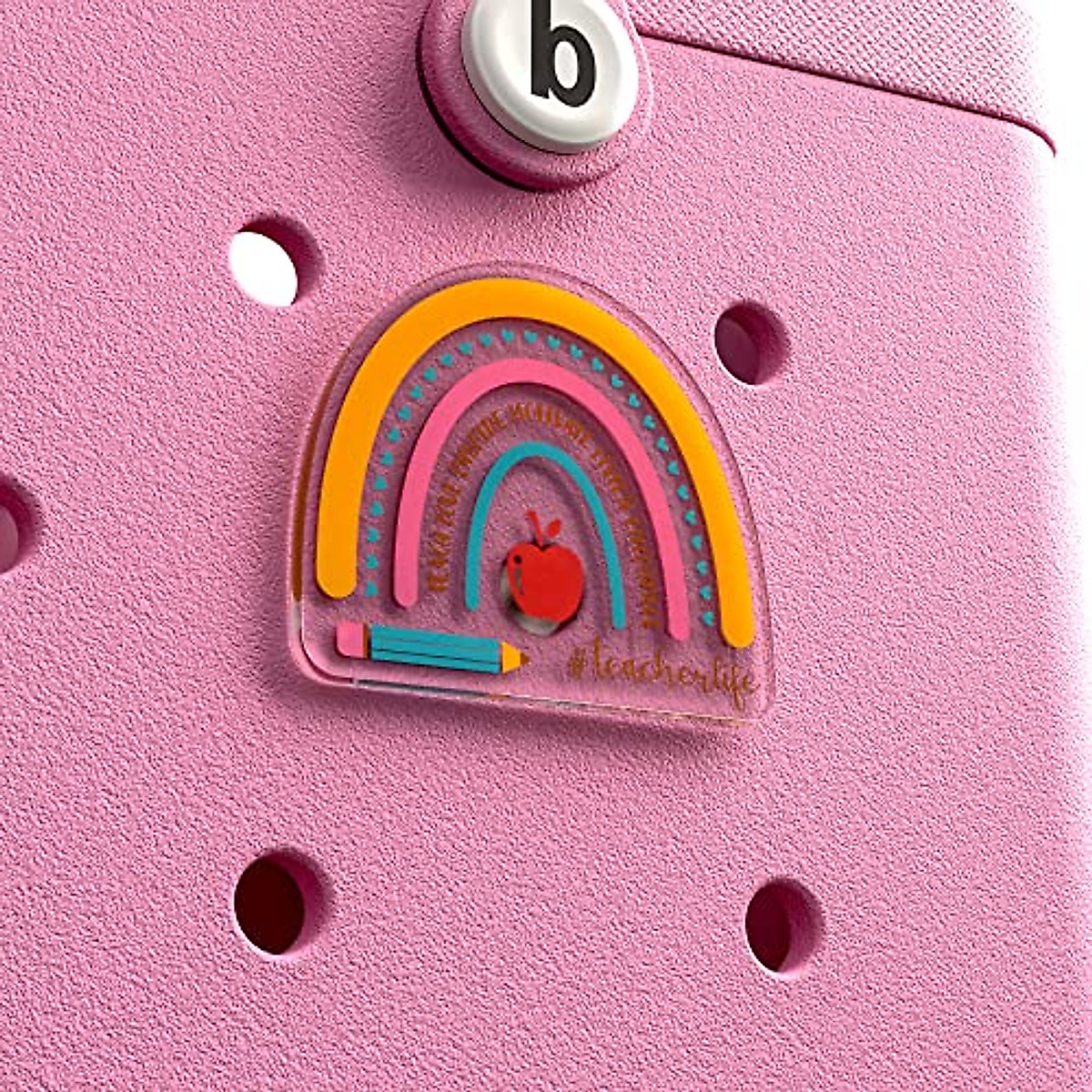 BOGGbeans Teacher Life Charm for Bogg Bag, Simply Southern Totes, and Similar Styles. Acrylic 3" Teacher Charm Accessories for Beach Totes