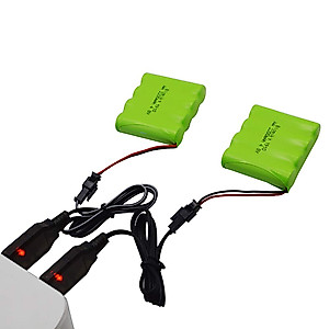 Blomiky 2 Pack 4.8V 2200mAH AA NiMH Rechargeable Battery with SM-2P Plug and USB Charger Cable for SY-E511 RC Excavator RC Truck Toy 4.8V 2200mAh NiMH Battery 2