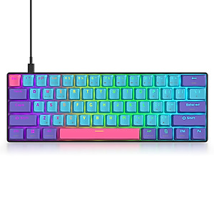 Guffercty kred GK61 60 Percent Wireless Bluetooth Mechanical Gaming Keyboard with hot swappable Switches 60% RGB Backlit for Windows/Mac/Android (Gateron Optical Yellow, Joker)