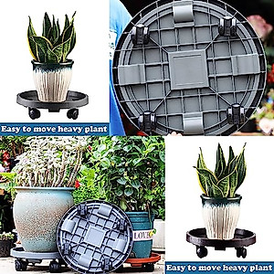 3 Pack Plant Caddy with Wheels 13 Inch Rolling Plant Stand Heavy Duty Plant Dolly with Casters Planter Pot Mover Round Plant Roller Base for Indoor Patio Outdoor Large Trash Can Dolly, Grey