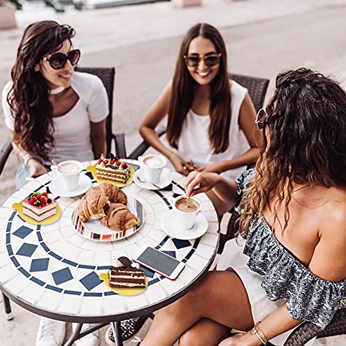 Abnaok Mini Cake Boards Golden Cardboard Mousse Cake Base 100PCS Cake Paper Board Dissert Plates Circle Patries Cardboard Cupcake Base Display Dessert Board Grease (Round Cake Base)