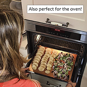 MiTBA Copper Grill Mat Set of 3-XL 100% Non-Stick BBQ Grill Mats, Reusable, and Easy to Clean- Works on Electric Grill Gas Charcoal BBQ and Oven- Will Get You Flawless Meat and a Clean Barbecue