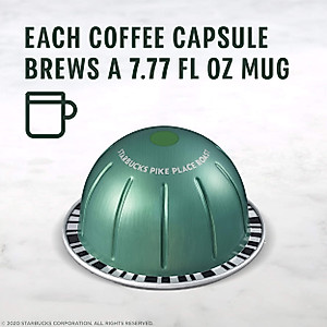Starbucks by Nespresso Medium Roast Pike Place Roast Coffee (32-count single serve capsules, compatible with Nespresso Vertuo Line System)