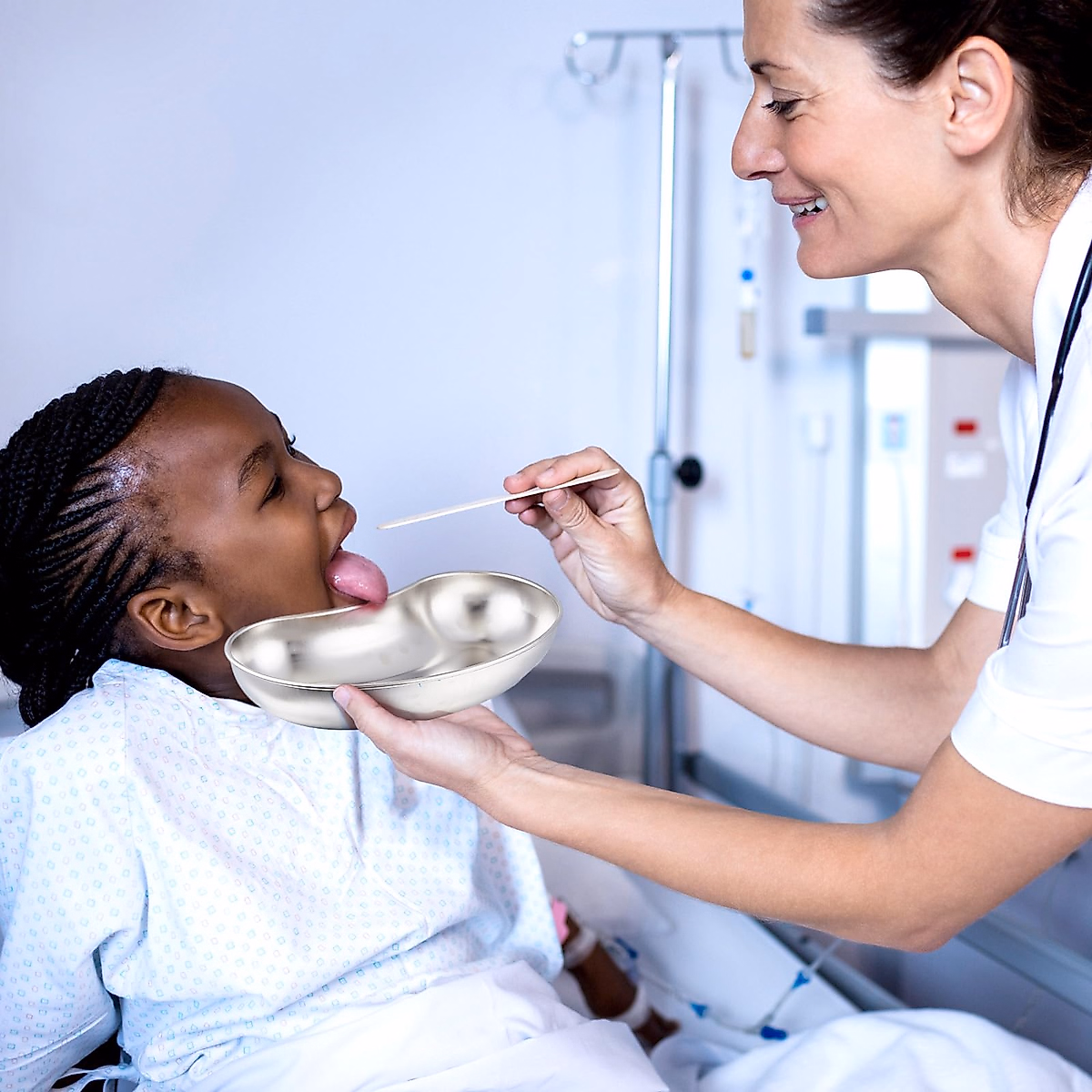 Blulu 6 Pcs Stainless Steel Kidney Tray 8'' Medium Kidney Shaped Emesis Basin Surgical Medical Tray pan Bowls Reusable Metal Kidney Dish Dental Lab Instruments Bathroom Soiled Dressings Medic Waster