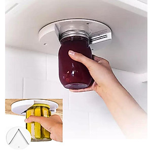 Mounted Under Cabinet Jar Opener for Weak Hands & Seniors - Single handed Jar/Bottle Opener. For any kind or size of Can or Jar. Easy Grip. Gadget for Home & Kitchen. Ideal Gift.