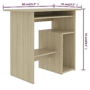 Homvdxl Narrow Computer Desk Study Table for Small Spaces, Home Office 31x18 Student Writing Desk with CPU Stand, Foot Shelf & Keyboard Shelf for PC Laptop Notebook (Brown)