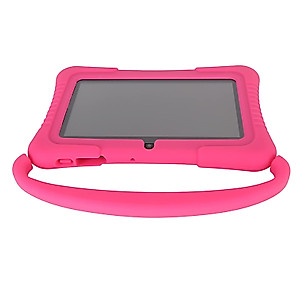 KUIDAMOS Kids Tablet, 110-240V 1024x600 Quad Core Processor Dual Camera HD Tablet with Protective Cover for Learning for Android 10 (US Plug)