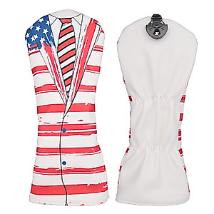 Golf Builder 4pcs/Set White Leather with Suit Design Golf Club Driver Fairway Wood Hybrid Head Covers 1 3 5 UT Covers