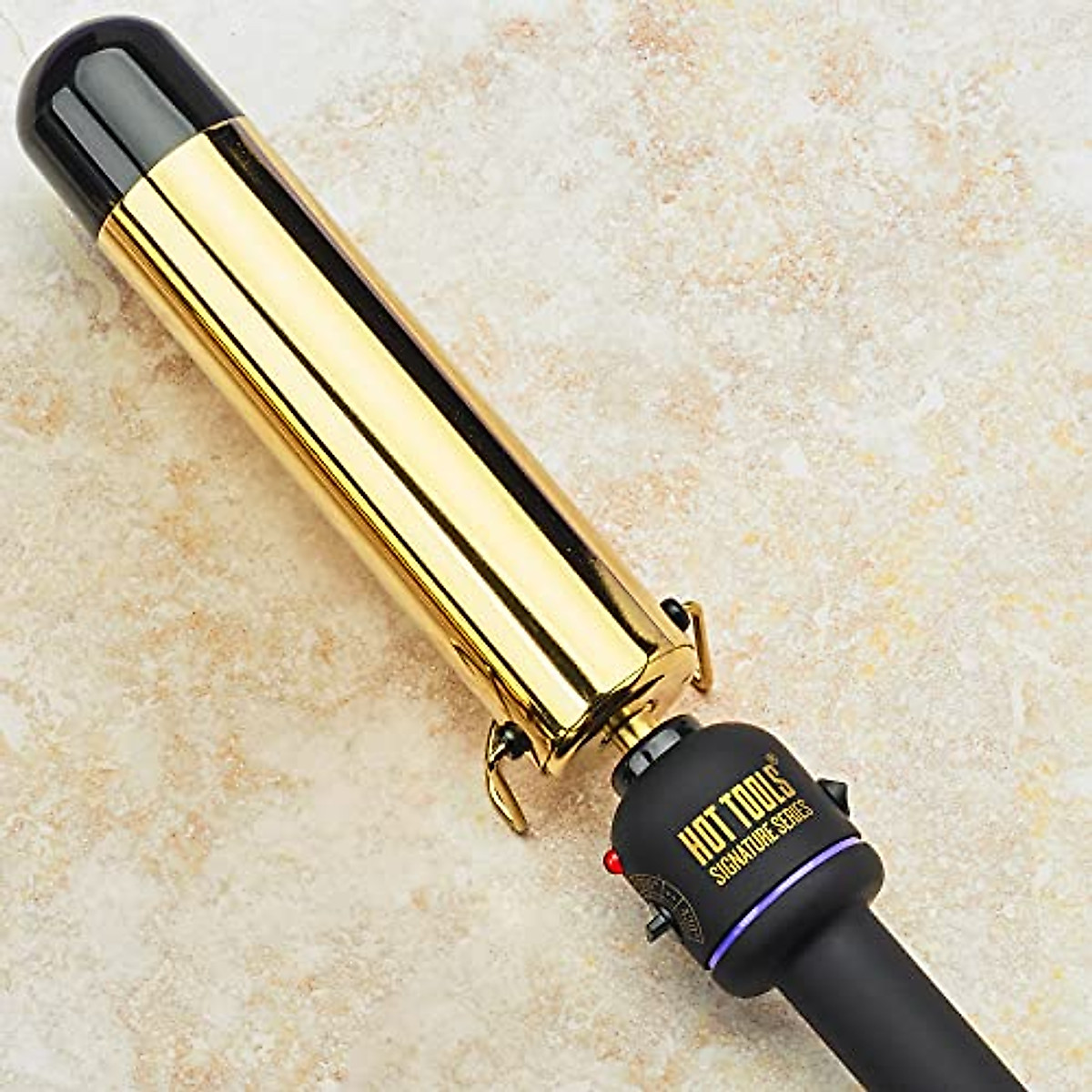 HOT TOOLS Pro Signature Flipperless Gold Curling Wand, 1-1/2", Black/Gold