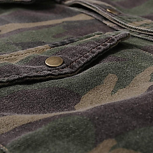 chouyatou Men's Military Style Short/Long Sleeve Camo Printed Button Down Shirt (Large, Green Short)