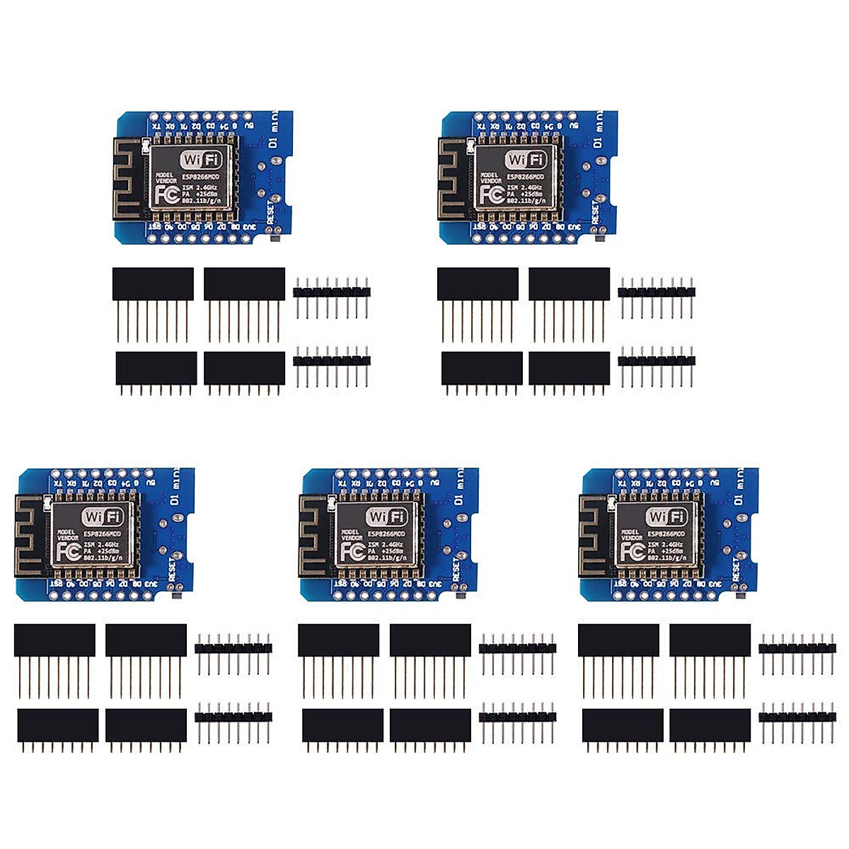ACEIRMC 5pcs ESP8266 ESP-12 ESP-12F NodeMcu Mini D1 Module WeMos Lua 4M Bytes WLAN WiFi Internet Development Board Base on ESP8266 ESP-12F for Arduino,Compatible with WeMos D1 Mini