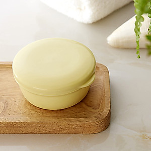 Philbinden Travel Soap Container, 2 Pack Round Plastic Soap Holder with Leak-Proof Lid Keep Bar Shampoo and Bar Conditioner Dry Travel Soap Case for Business Trip Bathroom Gym Shower (Blue+Yellow)