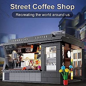 NEWRICE Modern Cafe Architecture Building Blocks Kit with Light,MOC City Street Coffee House Model Set, Building Toy for 6+ Year Boys.Adult.New 2022(768 Pieces)