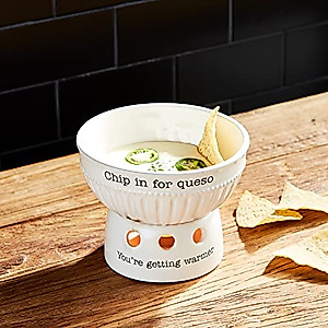Mud Pie Circa Queso Cheese Dip Warming Stand, White, 4 1/2" x 6" dia