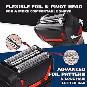 Wahl Clean & Close Electric Razor Rechargeable Wet/Dry Waterproof Electric Shaver for Cordless Men's Grooming & Beard Trimming - Lithium Ion with Long Run Time & Quick Charge – Model 7064