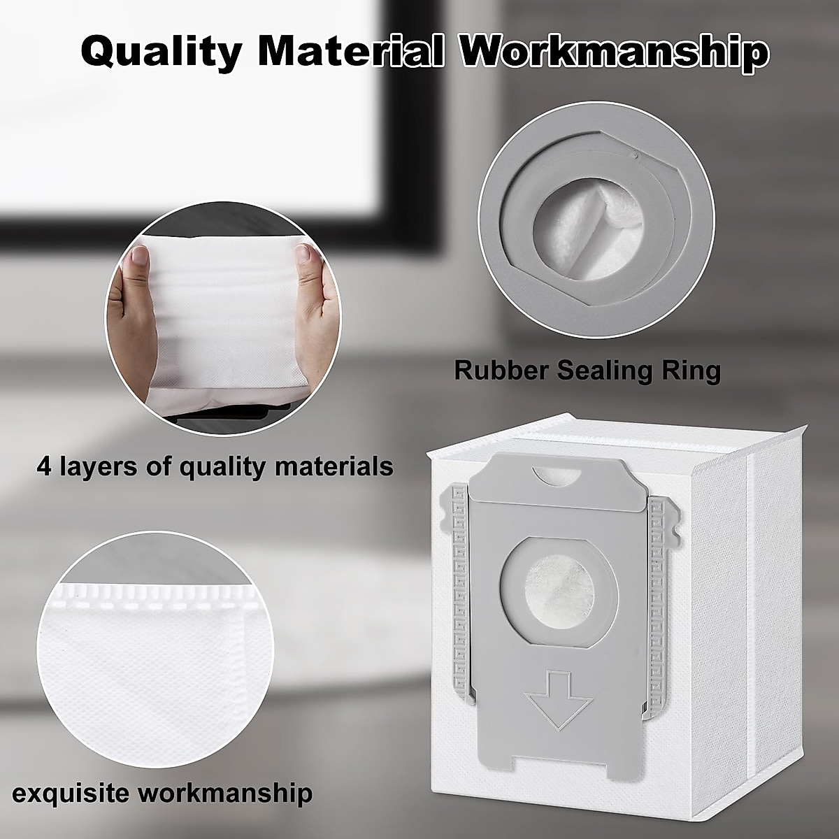 VBN 12 Pack Replacement irobot Vacuum Bags, Compatible with irobot Roomba i7, i7+,i3, i3+, i8, i8+, i4, i4+, i6, i6+,i1+, j7, j7+, S9, S9+,i & s & j Series Clean Base Automatic Dirt Disposal Bags