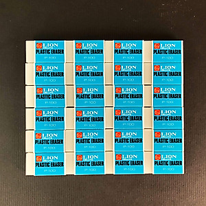 LION Translucent White Plastic Erasers, 24 EA/Box, 1 Box (P-100)