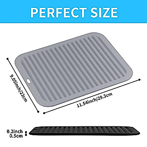 tifanso 2PCS Silicone Trivets for Hot Dishes, 9"x11.5" Trivets for Hot Pots and Pans Quartz Countertops, Hot Pads for Kitchen Countertops, Heat Resistant Mat for All Hair Styling Tools(Black and Gray)