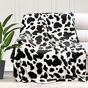 Cow Print Blanket Soft Warm Plush Cow Blankets and Throws Lightweight Fleece Throw Blankets with Cow Print Couch Bedroom Living Room Camping Travel Blanket 50x60 inch Perfect Cow Gift Kids Adults