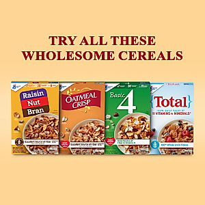 Raisin Nut Bran Cereal, High Fiber Cereal Made with Whole Grain, 20.8 oz
