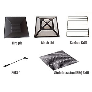 LEAYAN Garden Fire Pit Grill Bowl Grill Barbecue Rack Fire Pits Outdoor Garden Burning Fire Pit Bowl Terrace Metal Barbecue Table, Patio Lawn Backyard Barbecue Party Outdoor Fireplace, 66cm