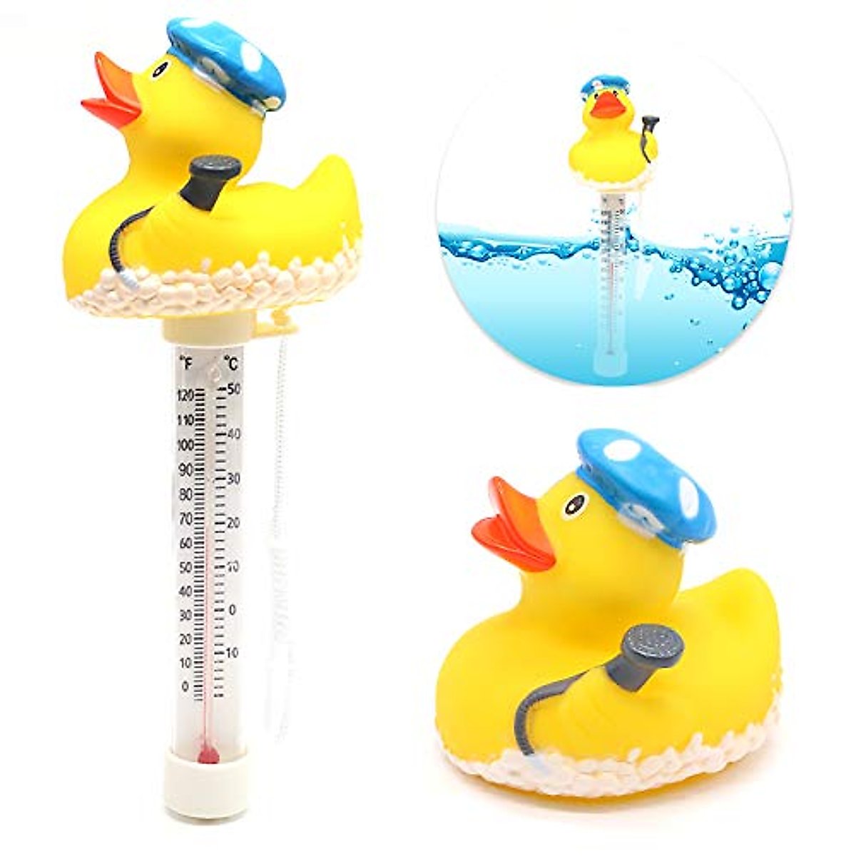 XY-WQ Floating Pool Thermometer, Large Size Easy Read for Water Temperature with String for Outdoor and Indoor Swimming Pools and Spas (Duck)
