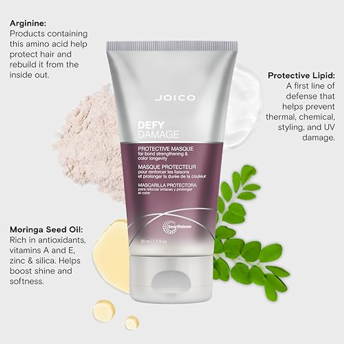 Joico Defy Damage Protective Masque | For Color-Treated Hair | Strengthen Bonds & Preserve Hair Color | With Moringa Seed Oil & Arginine | 1.7 Fl Oz