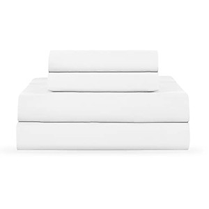 Martex 225 Thread Count Cotton Rich Bed brushed Cotton Blend Super Soft Finish Easy Care Machine Washable Wrinkle Resistant Bedroom Guest Room 3 piece Sheet Sets, Twin XL, White