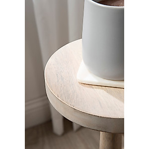 Kate and Laurel Wegner Coastal Wooden Round Drink Table, 8 x 23, Whitewash, Elegant and Durable Pedestal Table for Use as Small Drink Table, Plant Stand, or Decorative Item Display